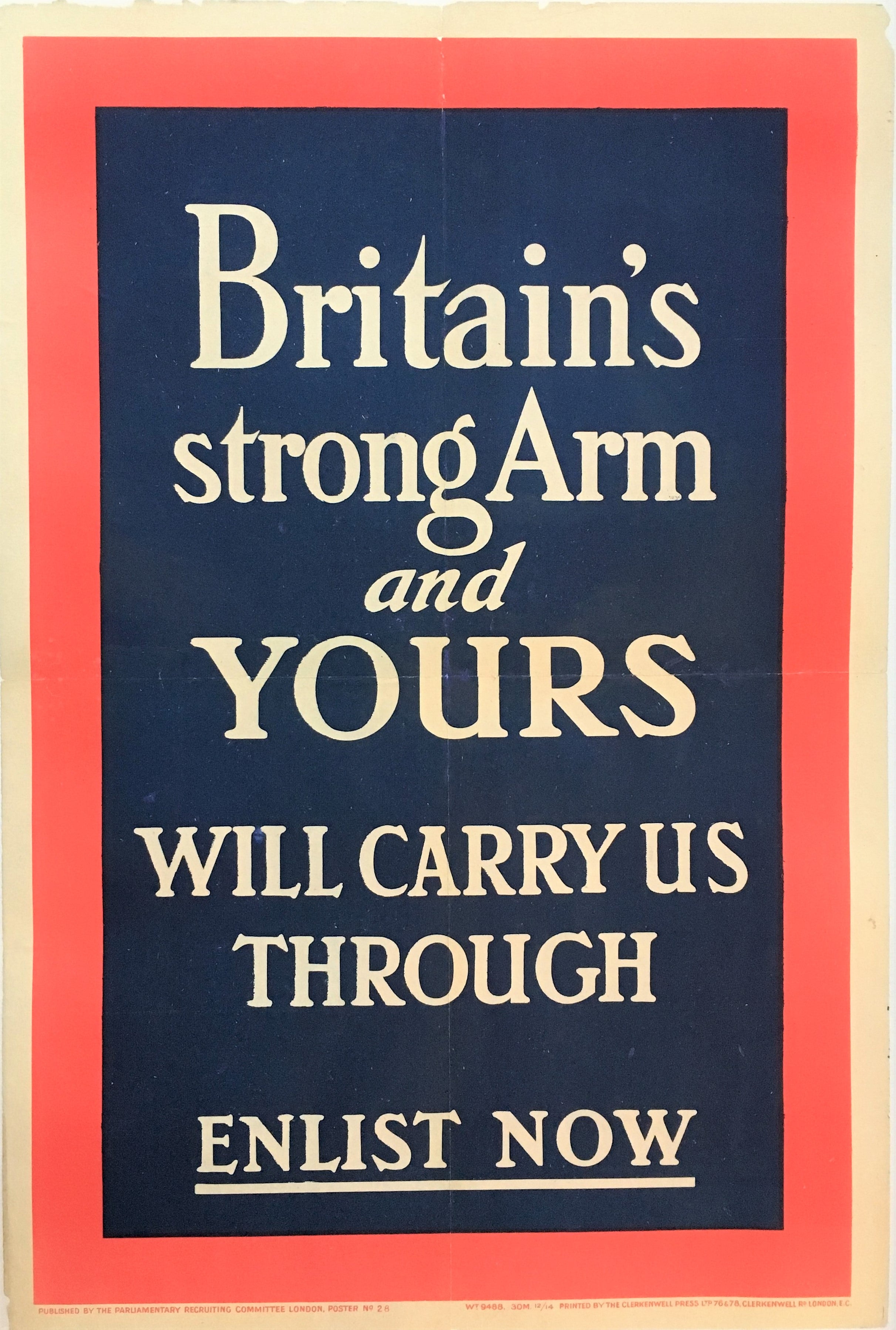 "Britain's Strong Arm", First World War Recruiting Poster - 1914 ...
