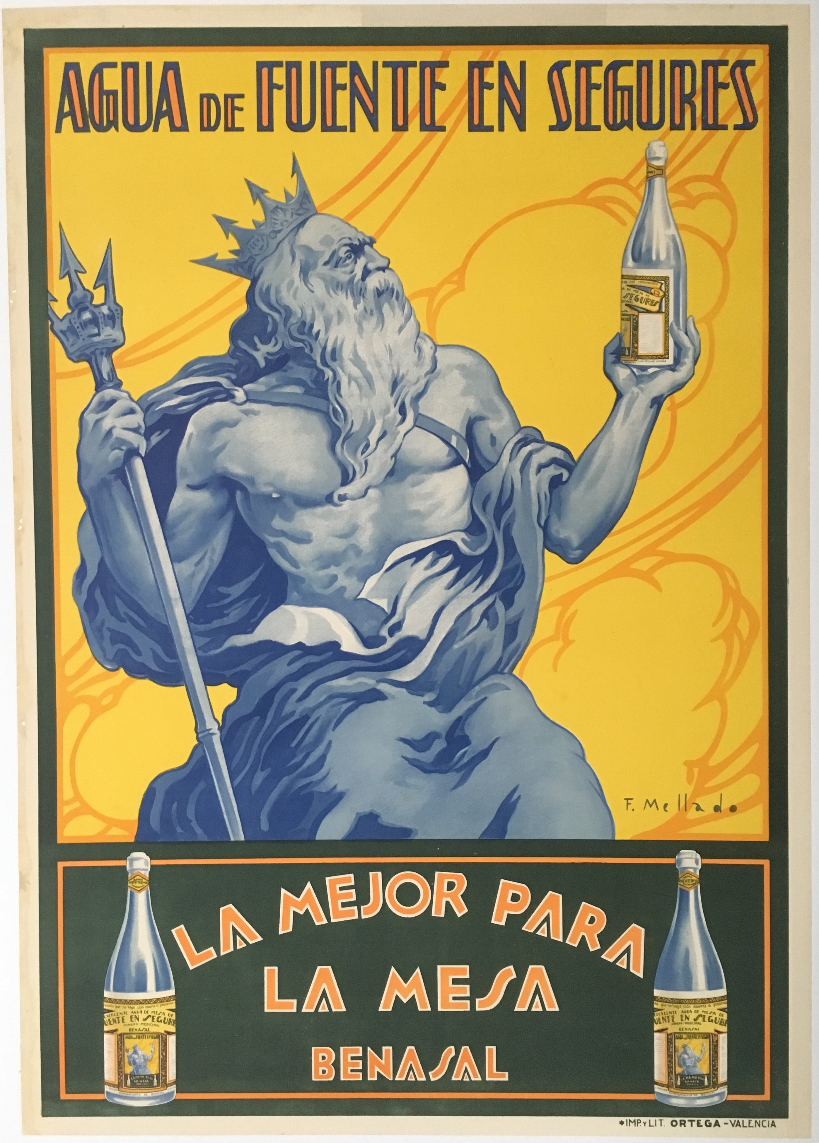 Ca1930s Original Spanish Advertising Poster for Water ...