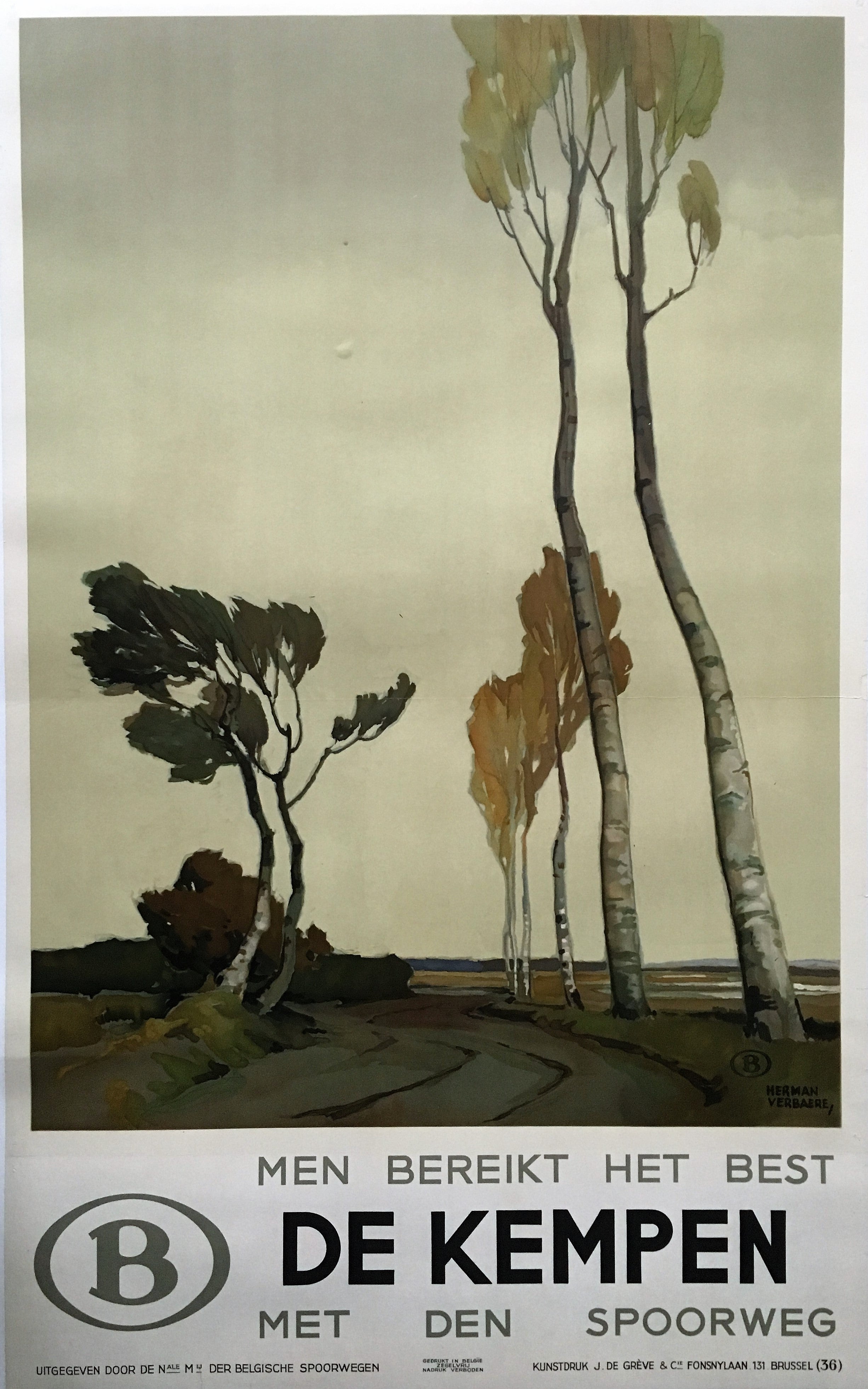 Dutch Railway Poster, 1930s - Original Lithograph Artist Herman Verbae ...