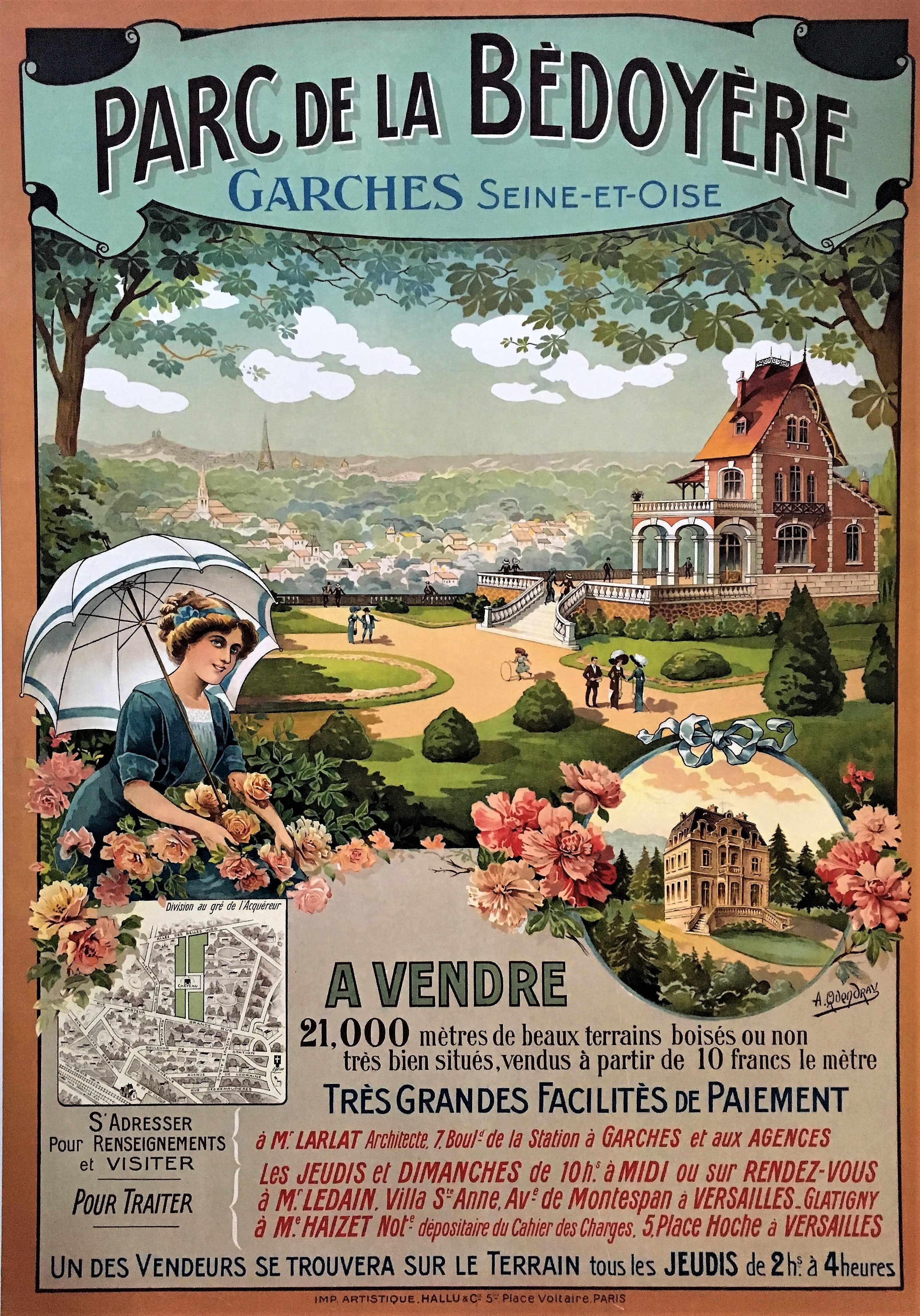 Early 1900s Original French Poster selling land outside of Paris ...