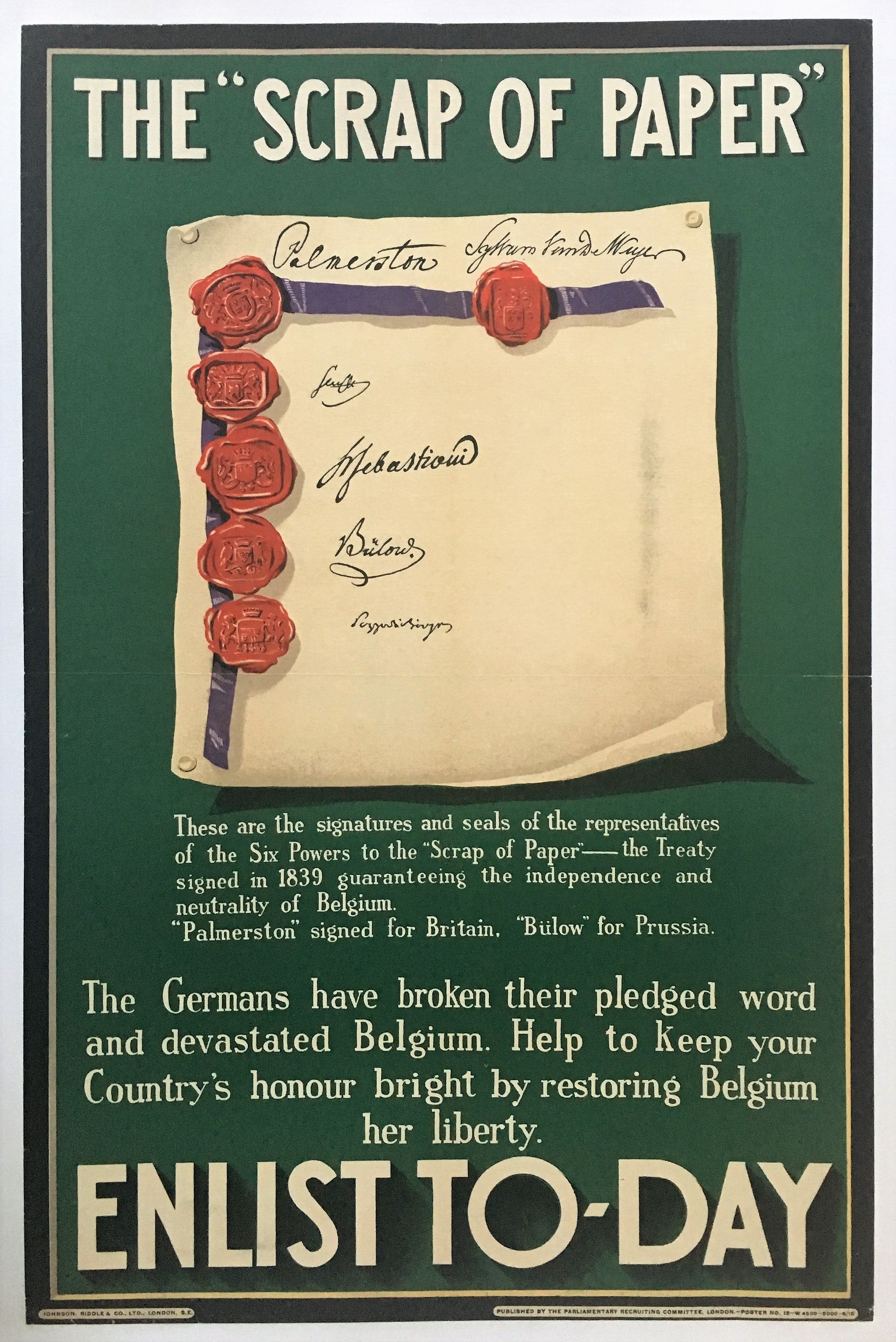 Excellent Condition British Recruiting Poster, "The Scrap of Paper" 19 ...