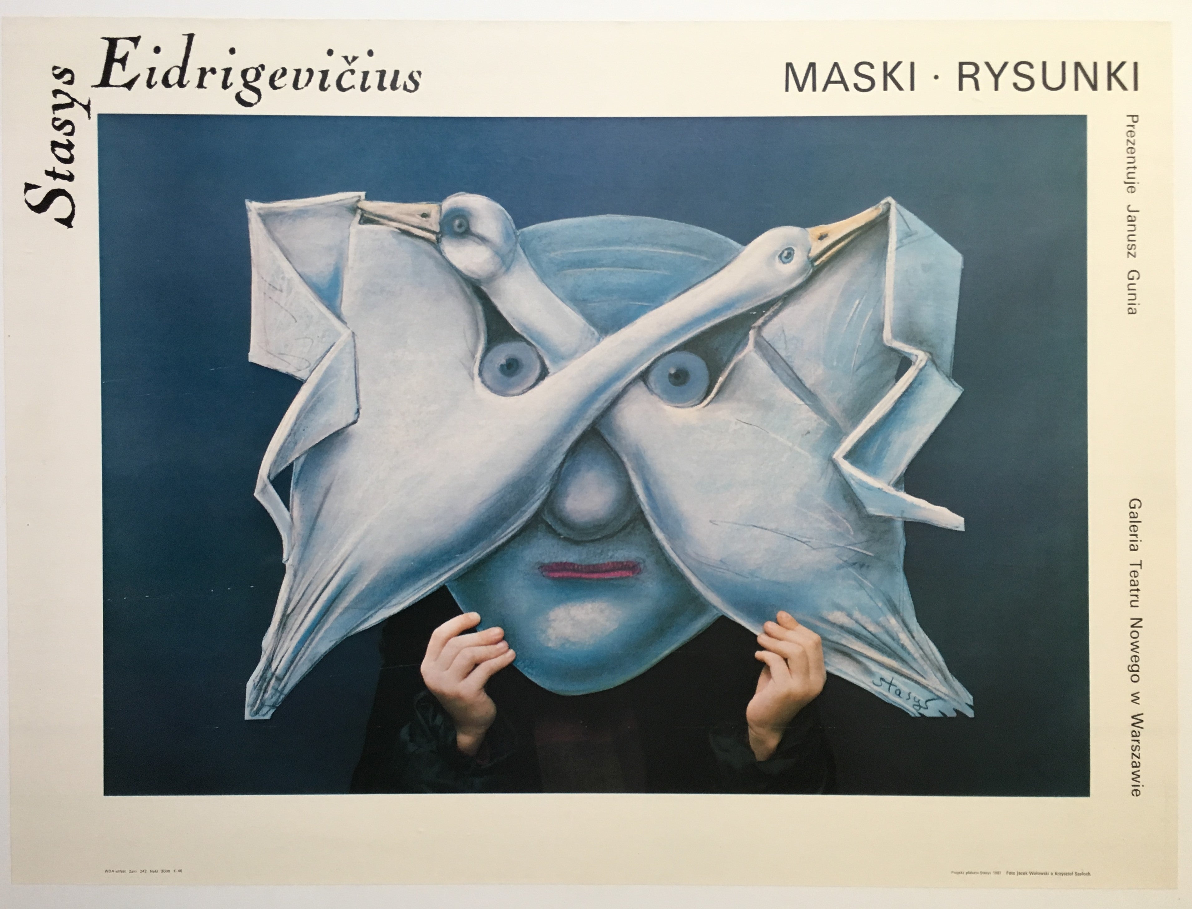 Mask Drawings, Original Polish Lithograph Poster by Stasys ...