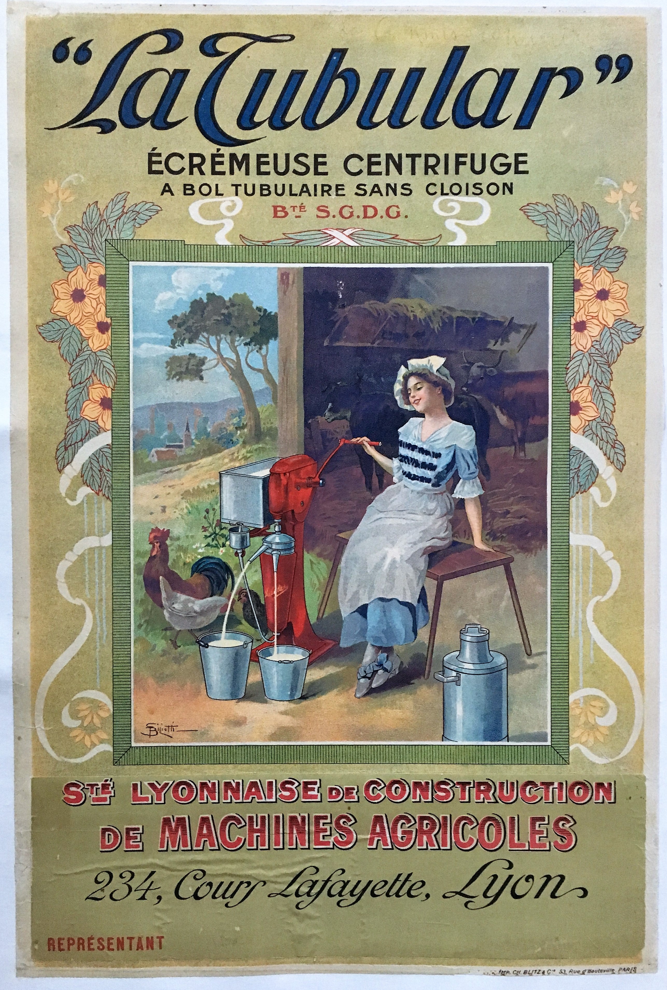 Original 1900 French Advertising Poster for a Butter Churn ...