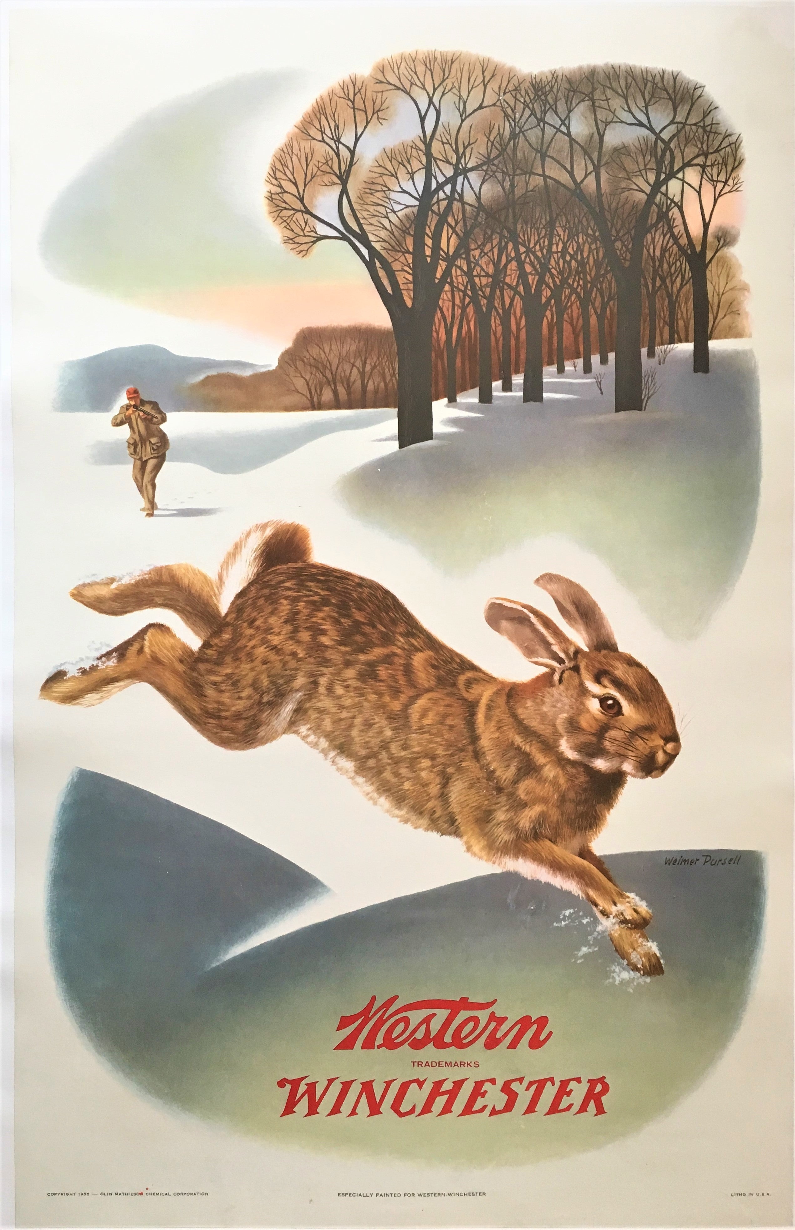 Original 1955 Western Winchester Hunting Rifle Advertising Poster ...