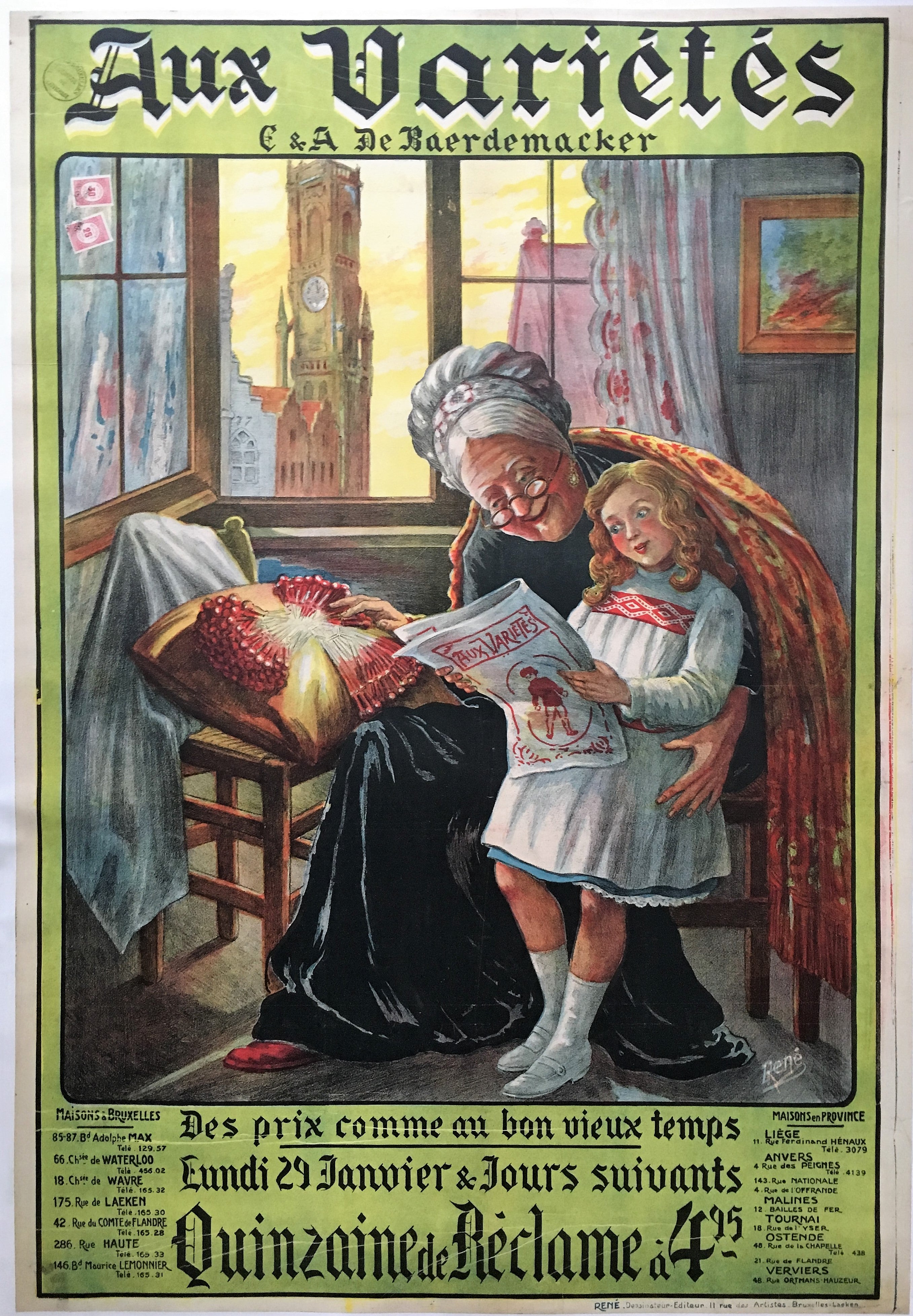 Original Belgian Poster for "Aux Varietes" Magazine, ca1900 ...