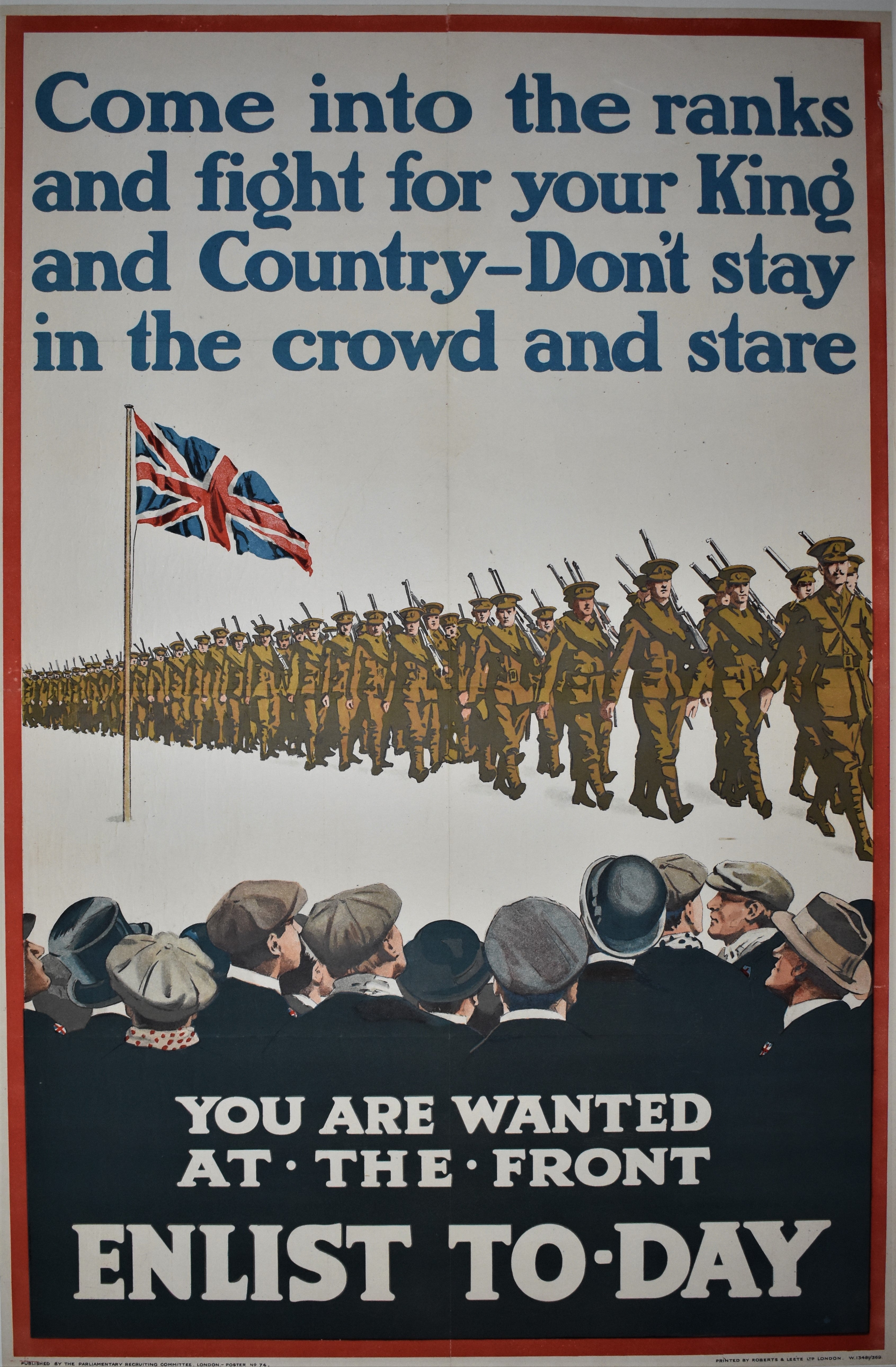 Original British 1915 Recruiting Poster "You are Wanted at the Front ...