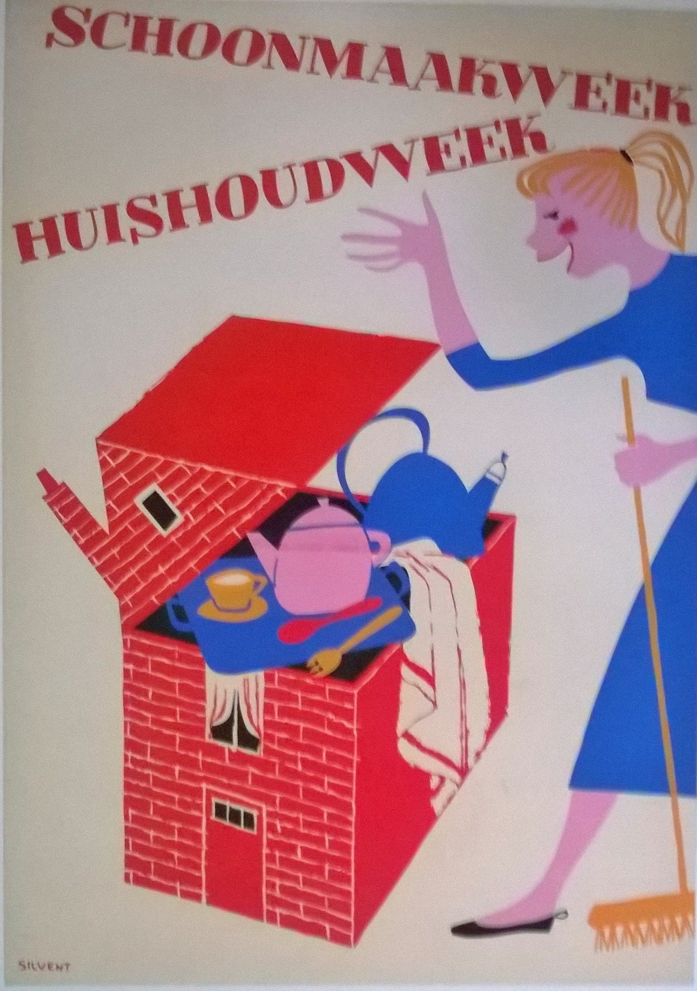 Original Dutch Household Week & Cleaning Week Mid-Century Poster ...
