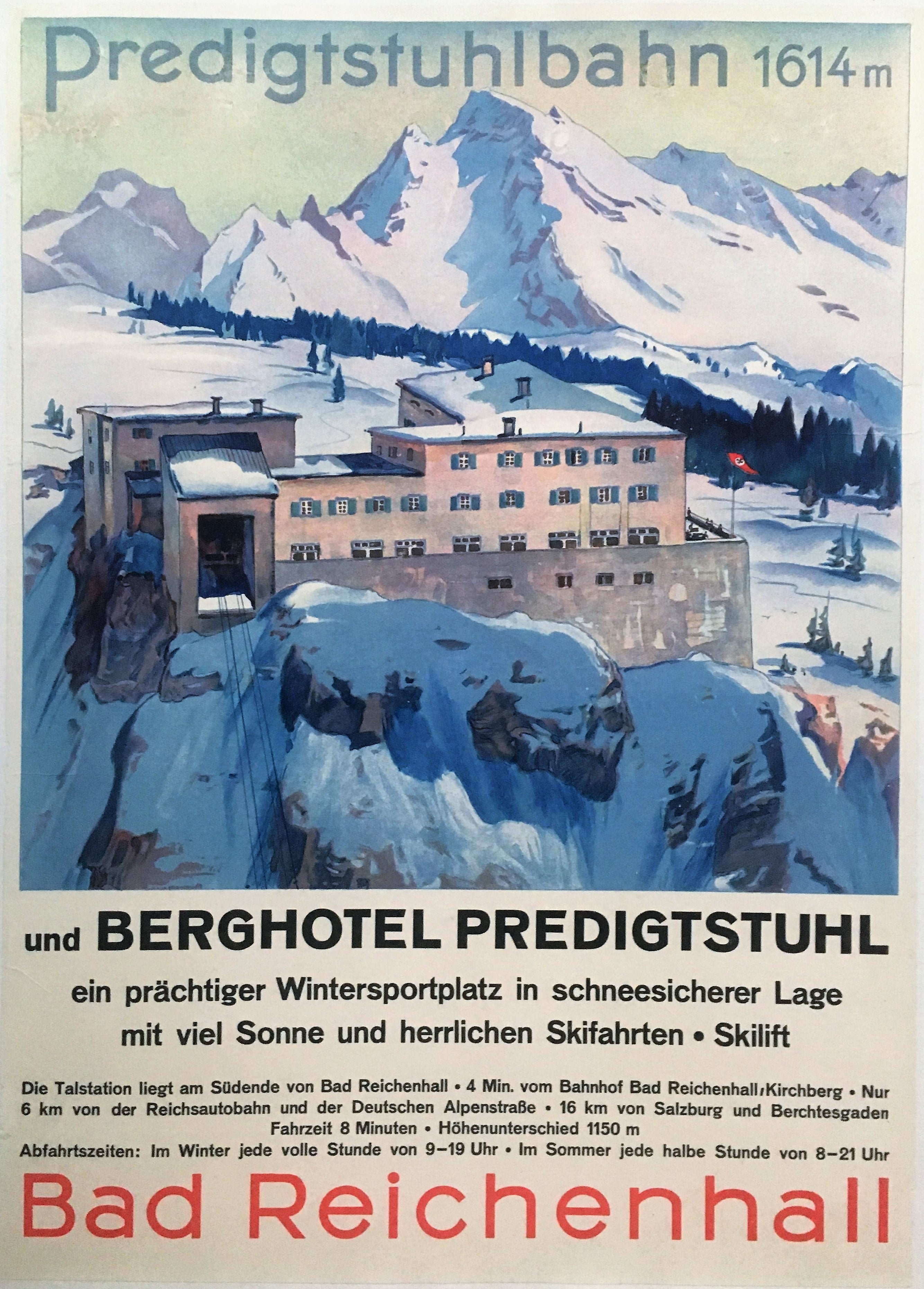 Original German Nazi Era Travel Poster “Predigtstuhlbahn ...