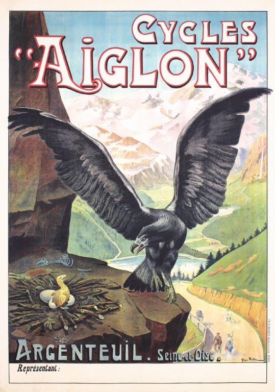 Original Large 1900s Cycles Aiglon Poster – Rarevintageposters.com