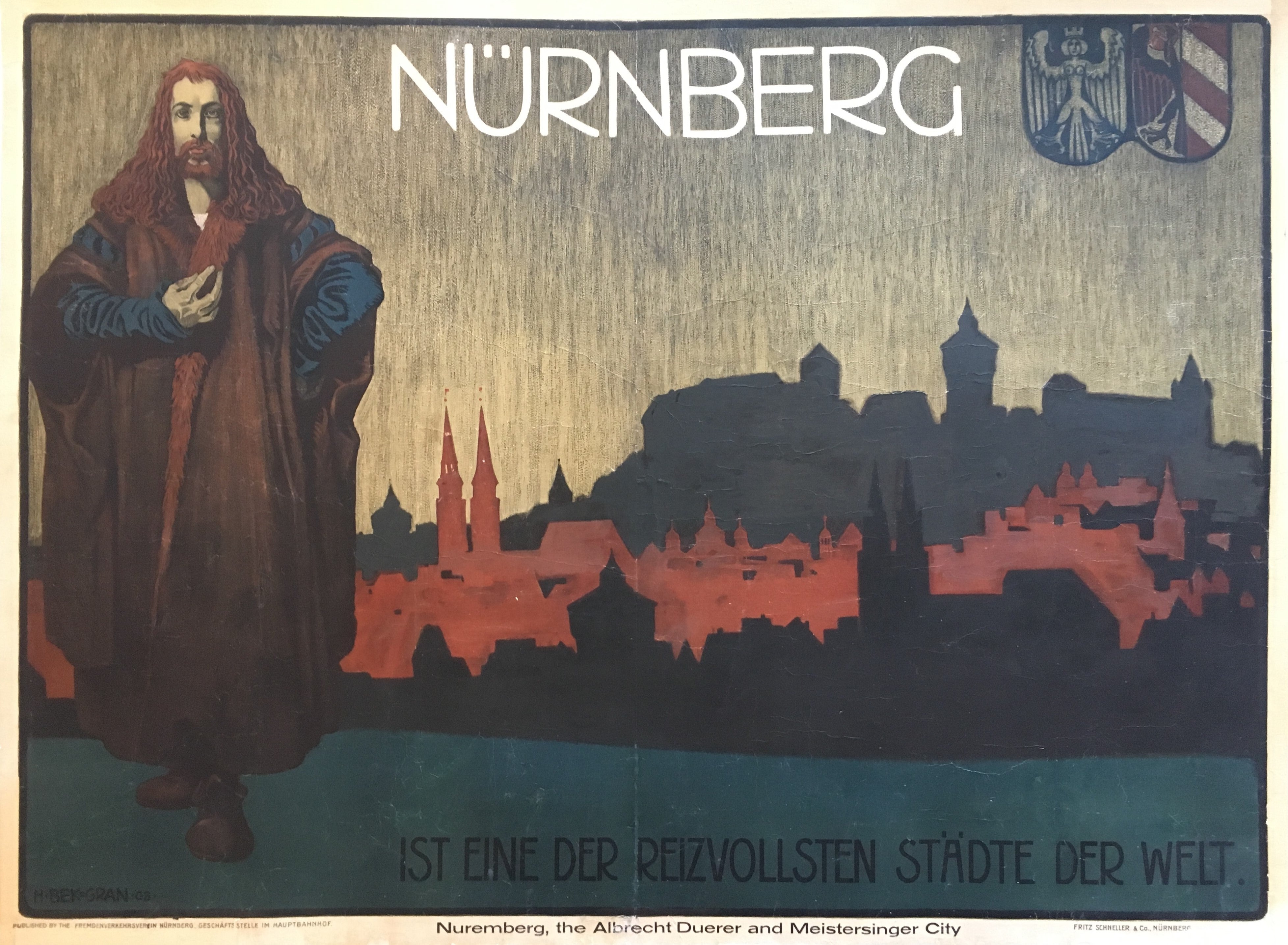 Original Large 1908 Nuremberg Poster. – Rarevintageposters.com