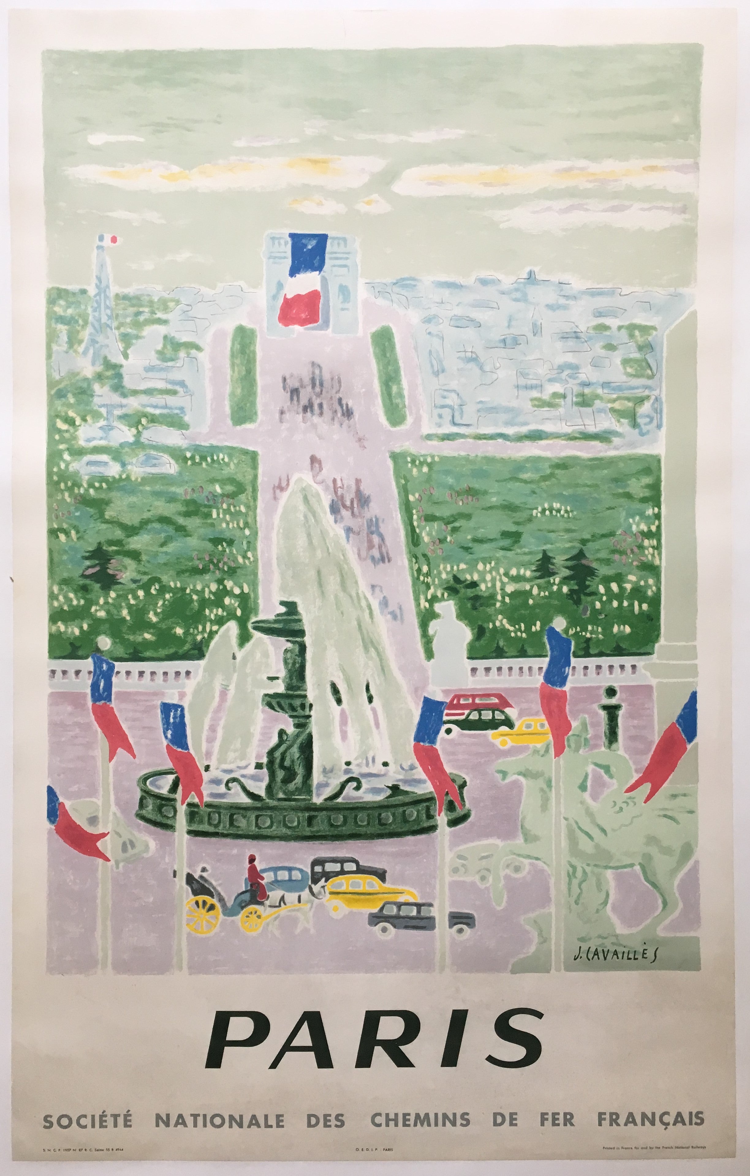 Original Paris 1957 National Railway Tourist Poster ...