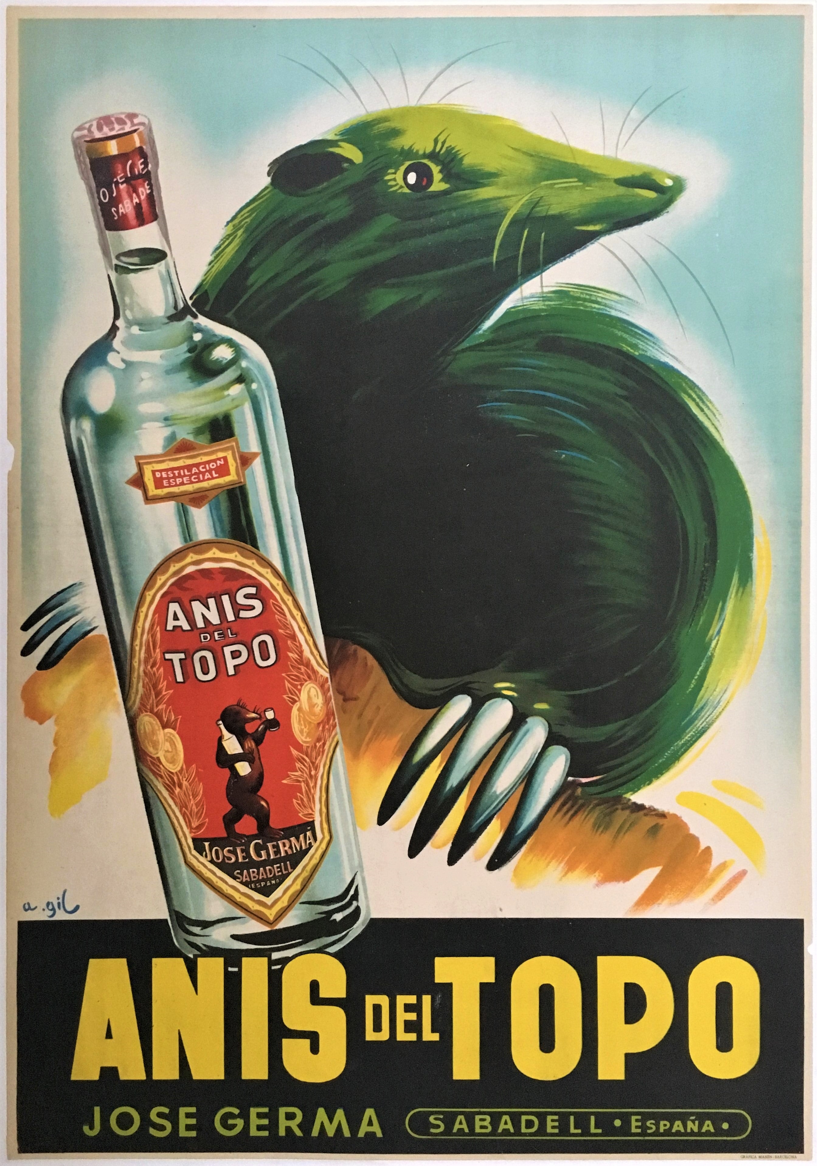 Original Spanish Anis del Topo poster – Rarevintageposters.com